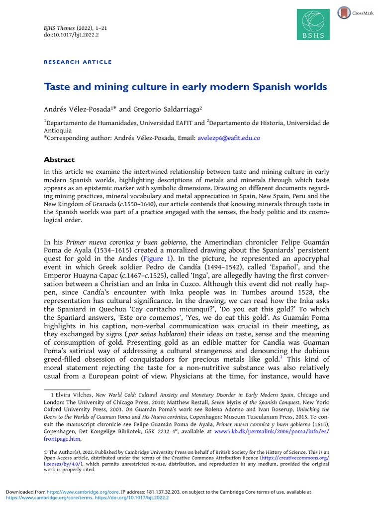 Taste and Mining Culture in Early Modern | PDF