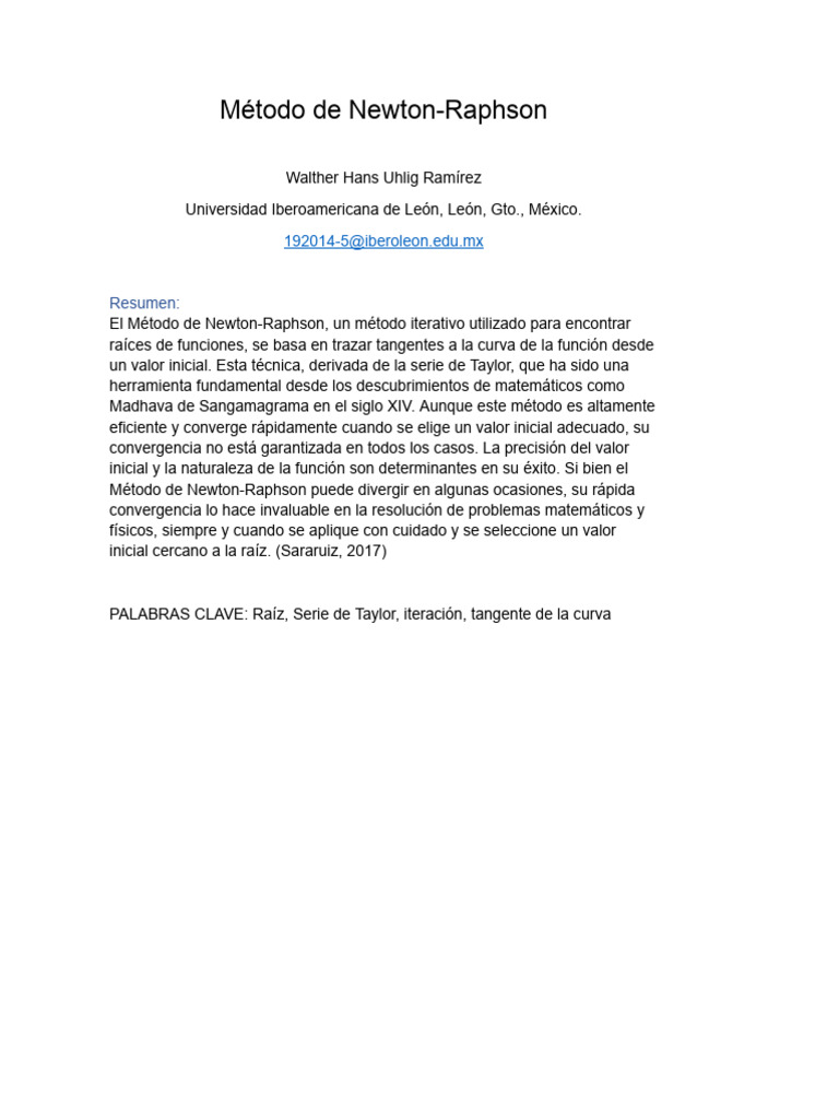 Metodo de Newton Raphson | PDF | Derivado | Matemáticas