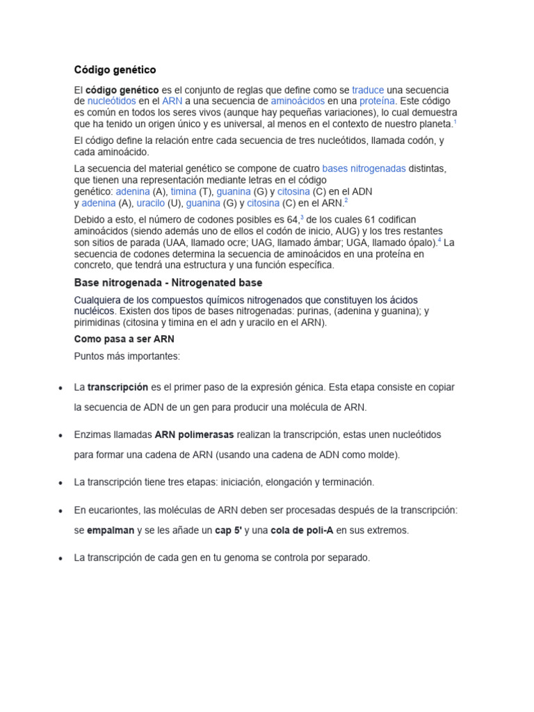 Entendiendo el Código Genético y su Historia | PDF | Codigo genetico | Rna