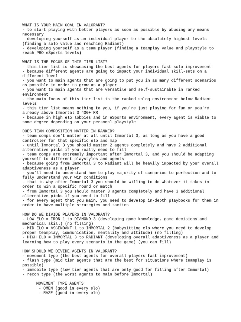 The Ultimate Agents Tier List | PDF