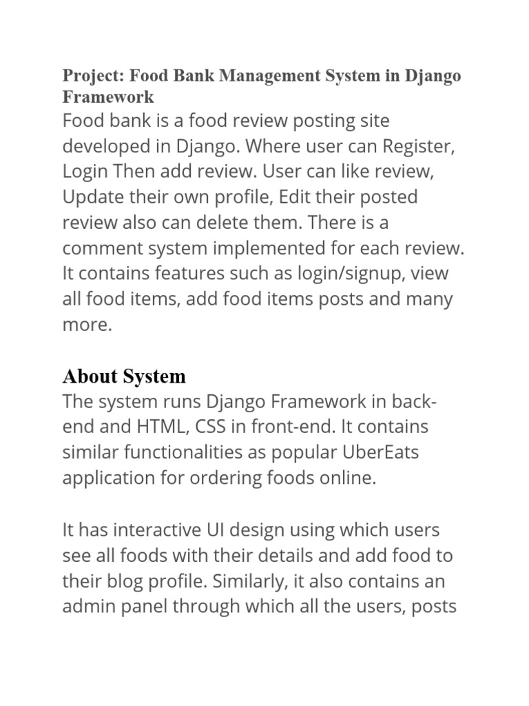 Food Bank MGMT System | PDF