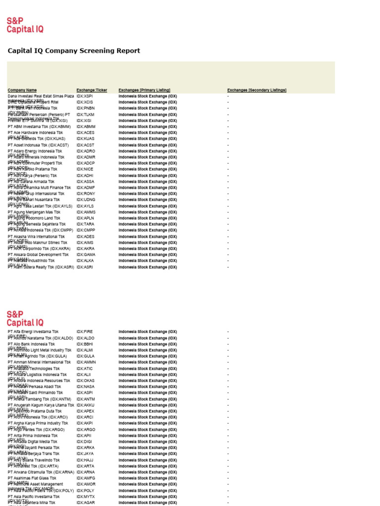 Company Screening Report | PDF | Financial Services Companies ...
