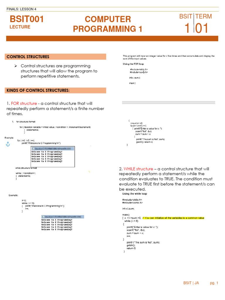 Programming Control Structures | PDF