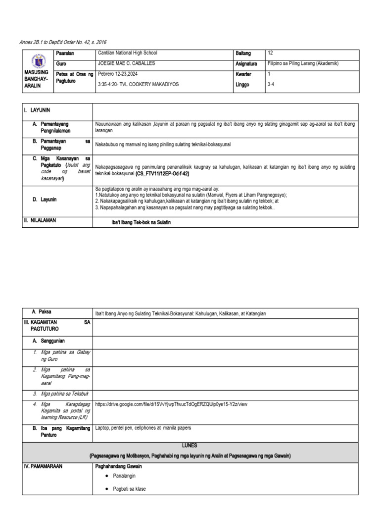 Tekbok Q1 W3-4 | PDF