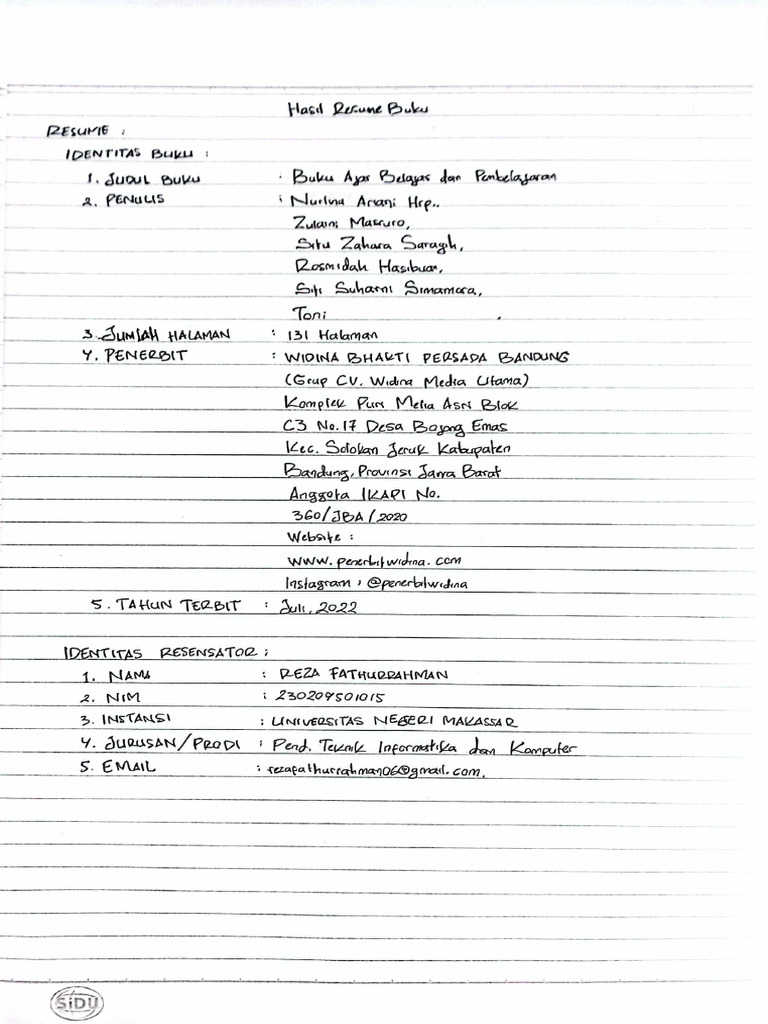 Resume Buku Tulis | PDF