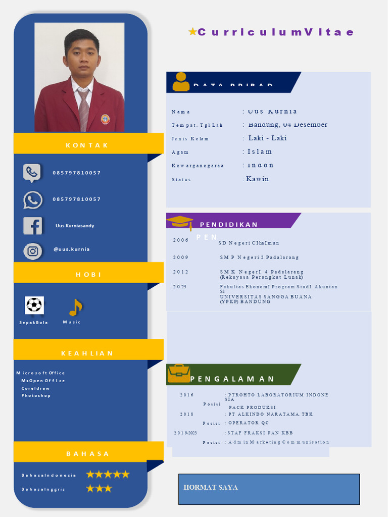 Uus Kurniasandy Curriculum Vitae | PDF
