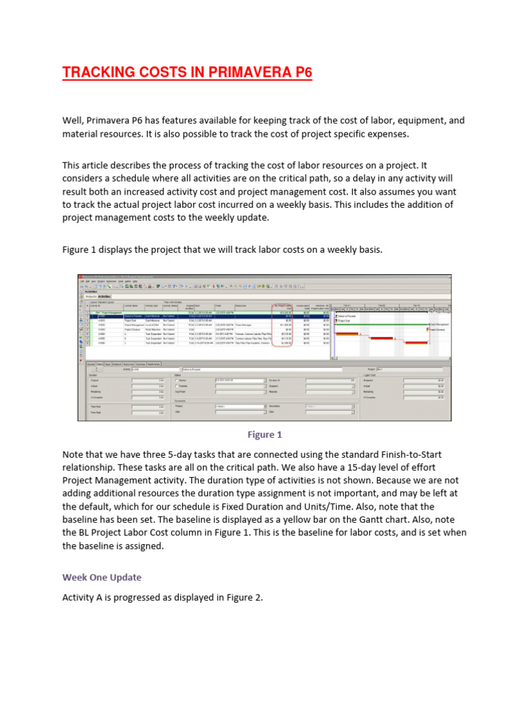 Tracking Costs in Primavera P6 | PDF | Project Management | Cost