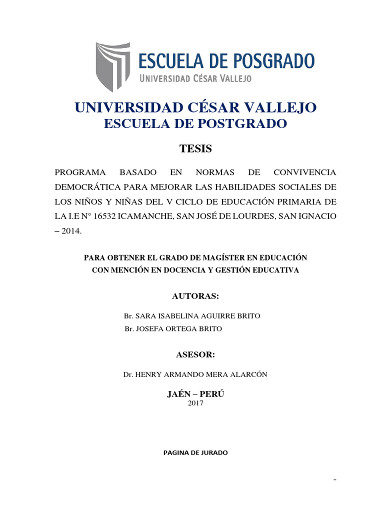 Universidad César Vallejo: Escuela de Postgrado | PDF | Enseñando | Democracia