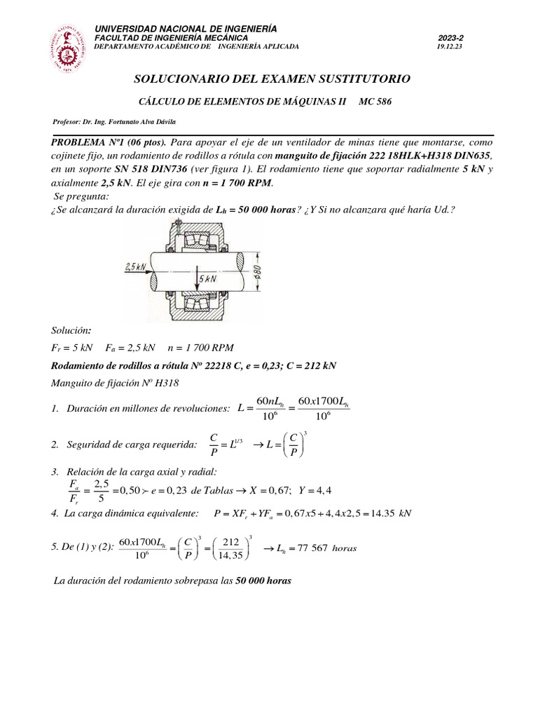 Soluc. Examen Sustitutorio MC586 2023-2 | PDF | Metrología | Mecánica