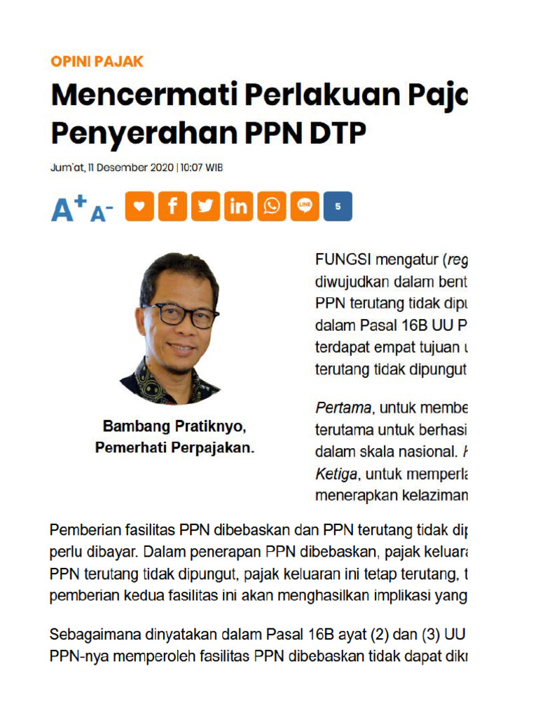 Mencermati Perlakuan Pajak Masukan Atas Penyerahan PPN DTP | PDF