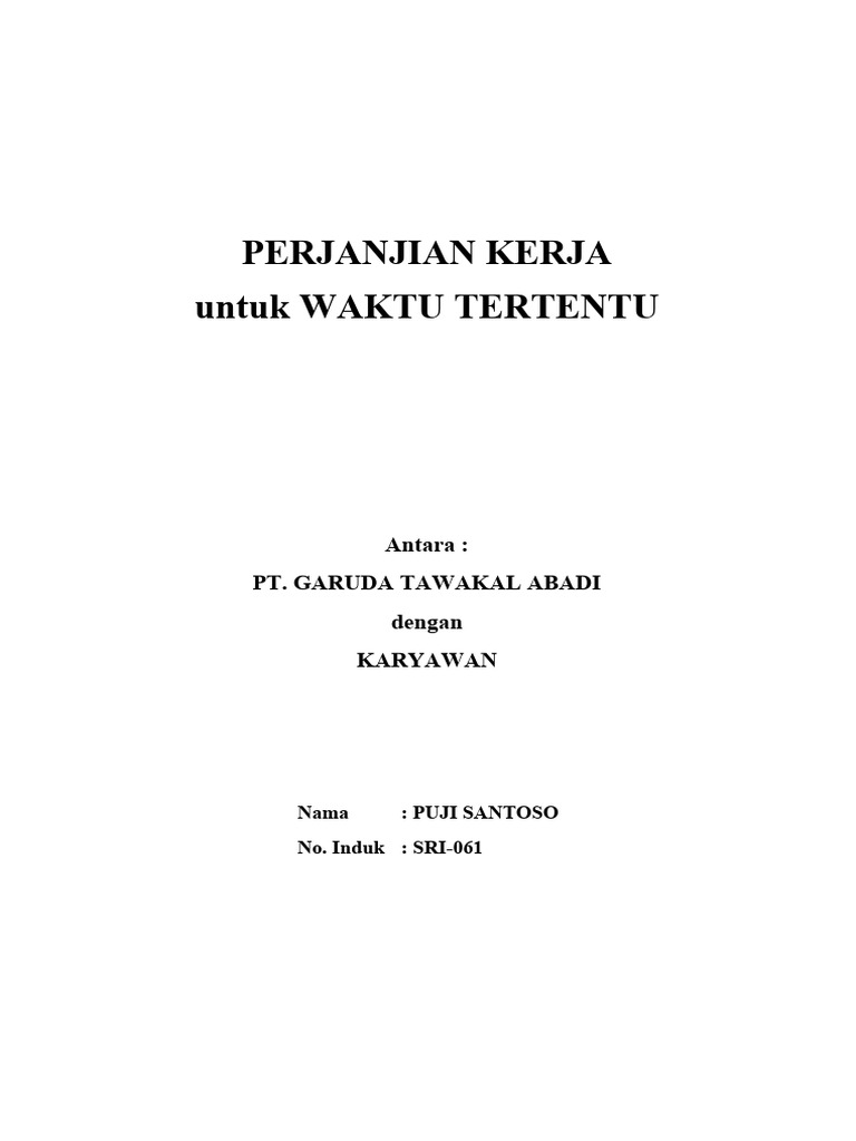 Draft PKWT 1th Maintenance Gta - 2024 - Apt. Pranoto Samarinda. | PDF