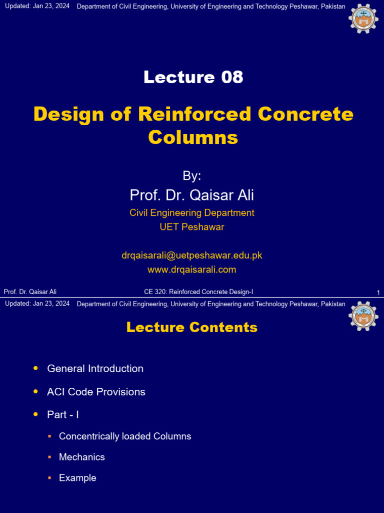 Color Version Lecture 08 - Design of Reinforced Concrete Columns | PDF ...