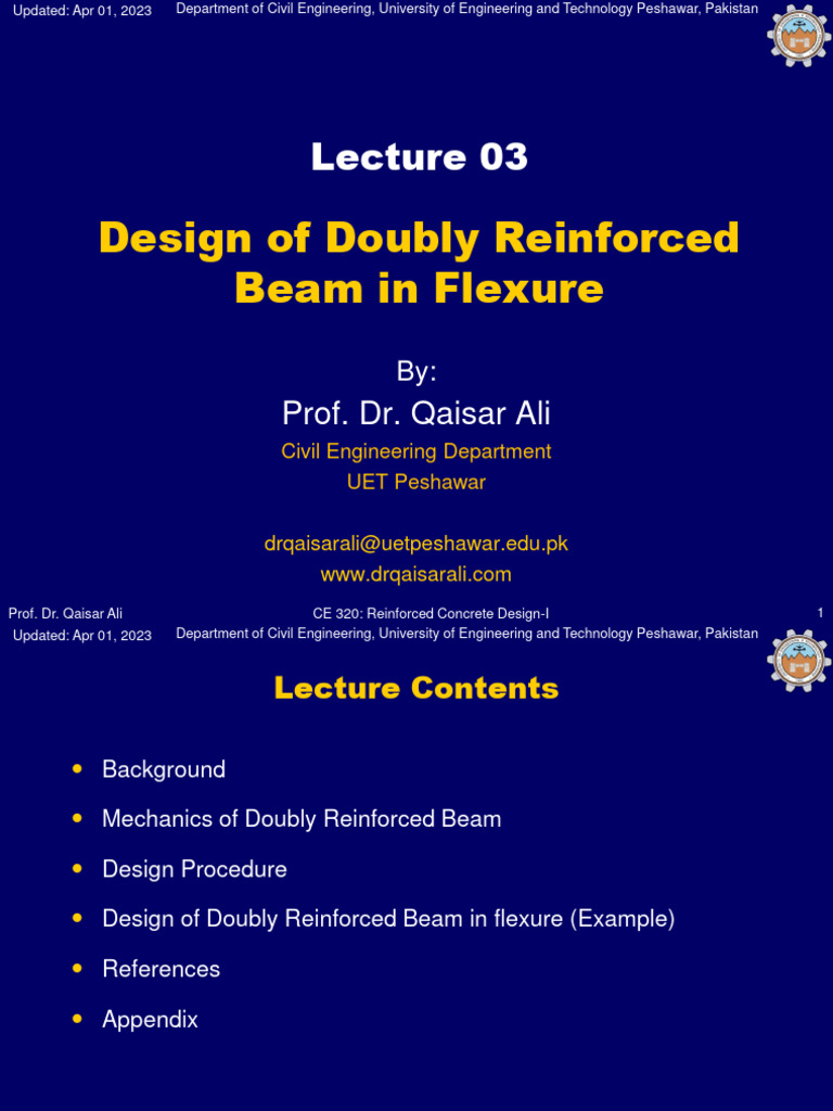 Lecture 03 Design of Doubly Reinforced Beam in Flexureupdated 01 04 ...