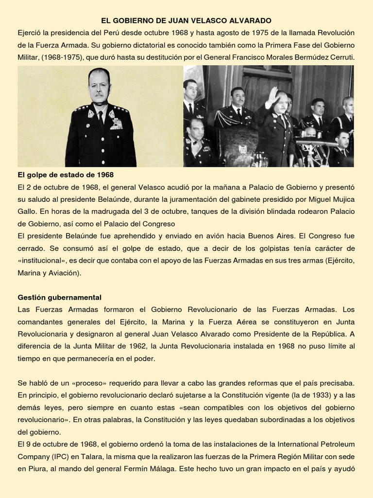El Gobierno de Juan Velasco Alvarado | PDF | Perú | Gobierno