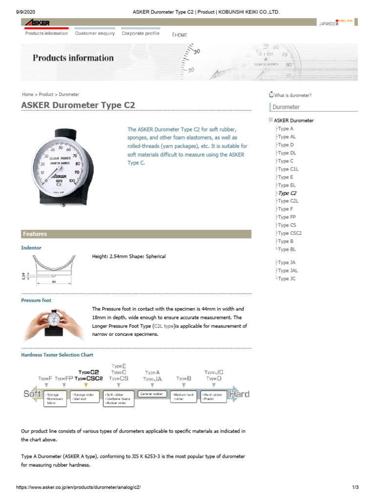 Durometer Type C2 Specs | PDF | Hardness | Physical Sciences