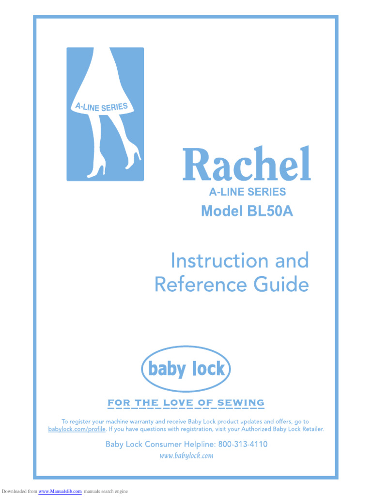 Baby Lock Rachel BL50A Sewing Machine Instruction Manual | PDF | Sewing ...