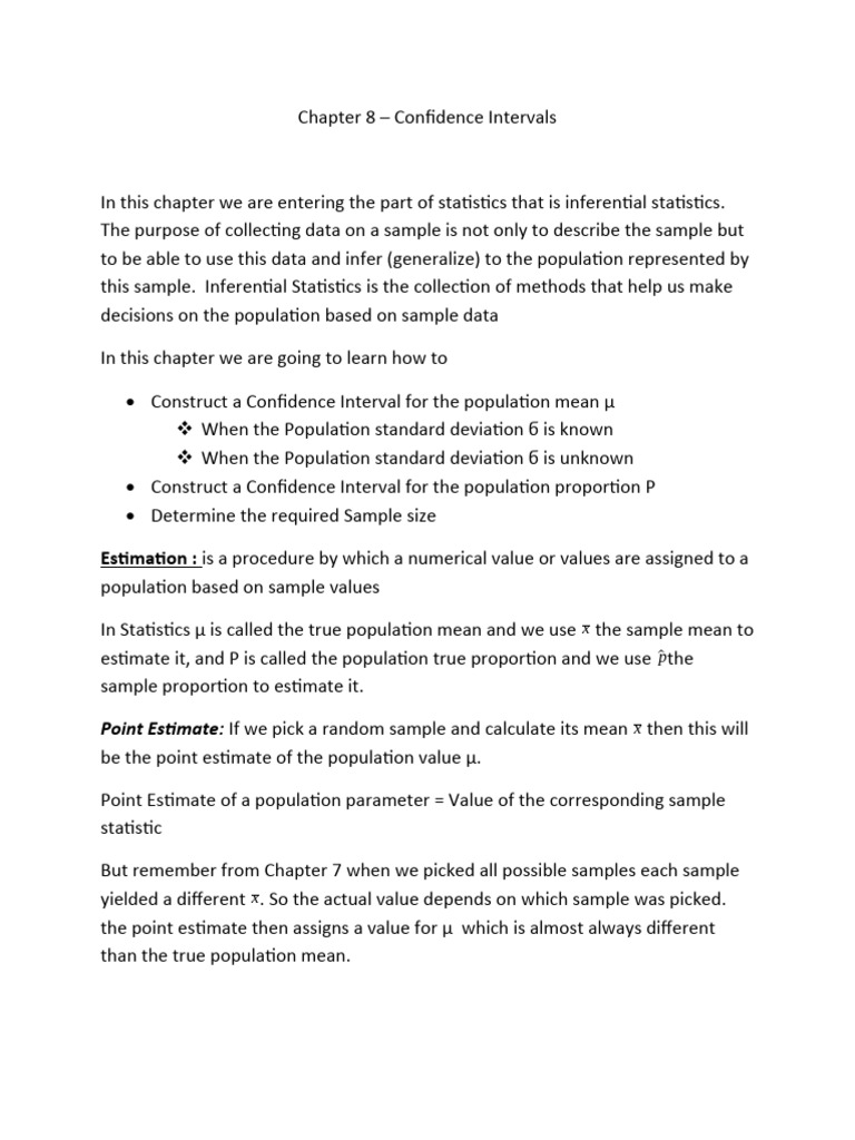 Statistics: Confidence Intervals | PDF | Statistics | Confidence Interval