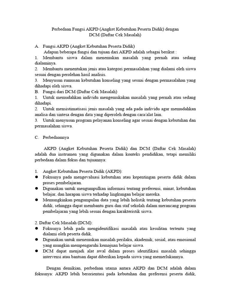 2 Perbedaan Fungsi AKPD Dan DCM | PDF