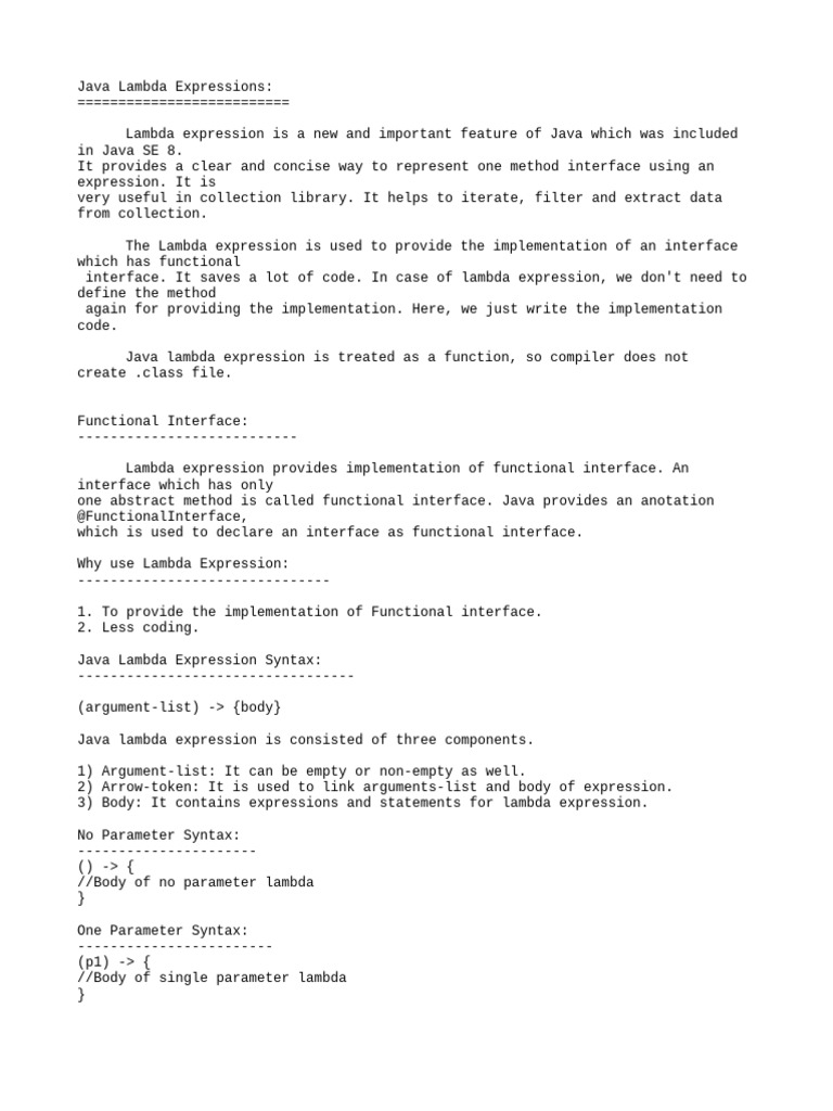 Lambda Expression Pdf Anonymous Function Parameter Computer Programming