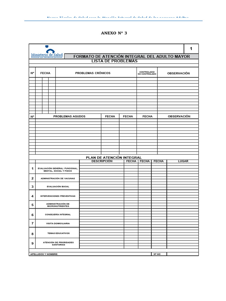 Ficha VACAM Guia de Llenado | PDF | Vejez | Índice de masa corporal