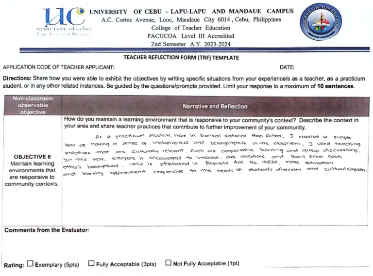 Objective 6 - Reflection | PDF