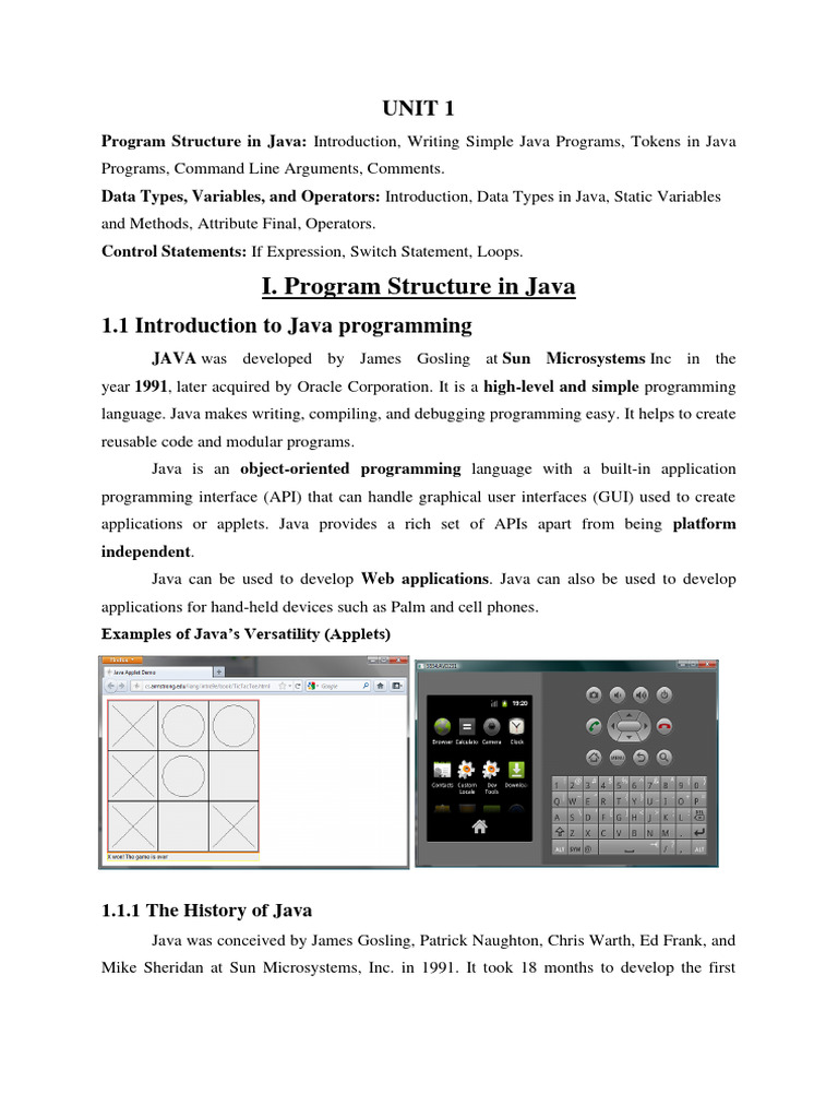 Unit 1 JP | PDF | Java (Programming Language) | Data Type