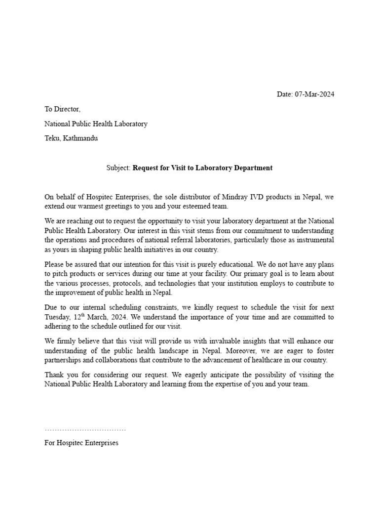 Request Letter NPHL | PDF