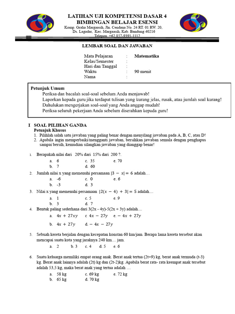 LATIHAN UJI KOMPETENSIDASAR 4.docx | PDF