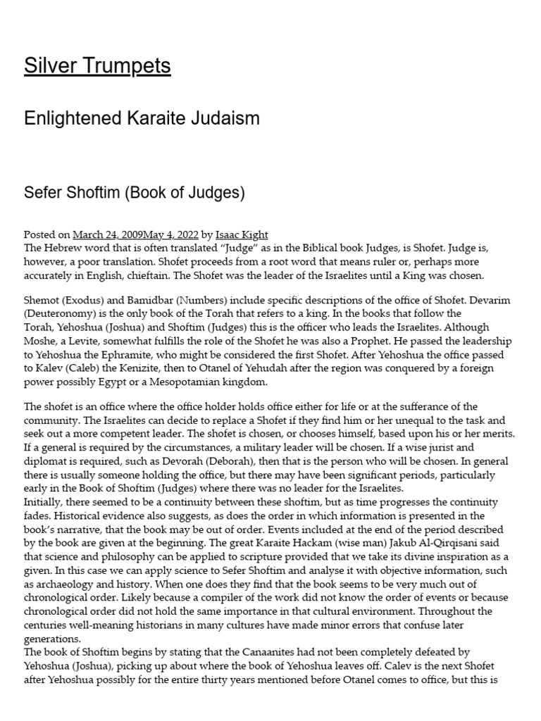 Karaite Insights on Judges | PDF | Book Of Judges | Bible Content