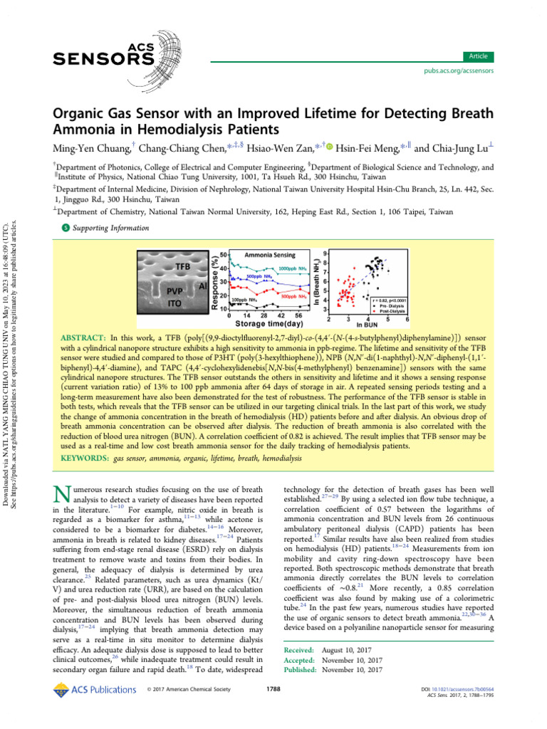 Organic Gas Sensor With An Improved Lifetime For Detecting Breath ...