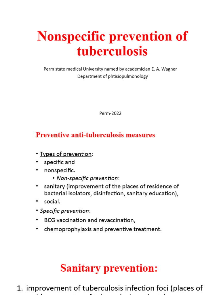 Nonspecific Tuberculosis Prevention Strategies | PDF | Tuberculosis ...