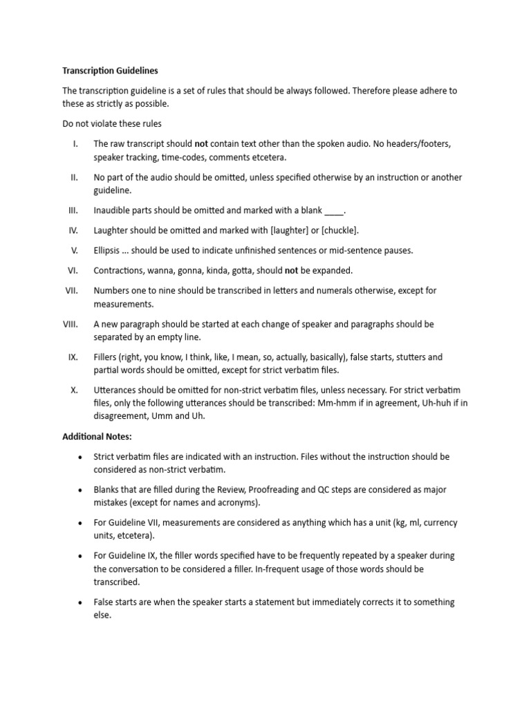 Transcription Guidelines | PDF | Comma | Linguistics
