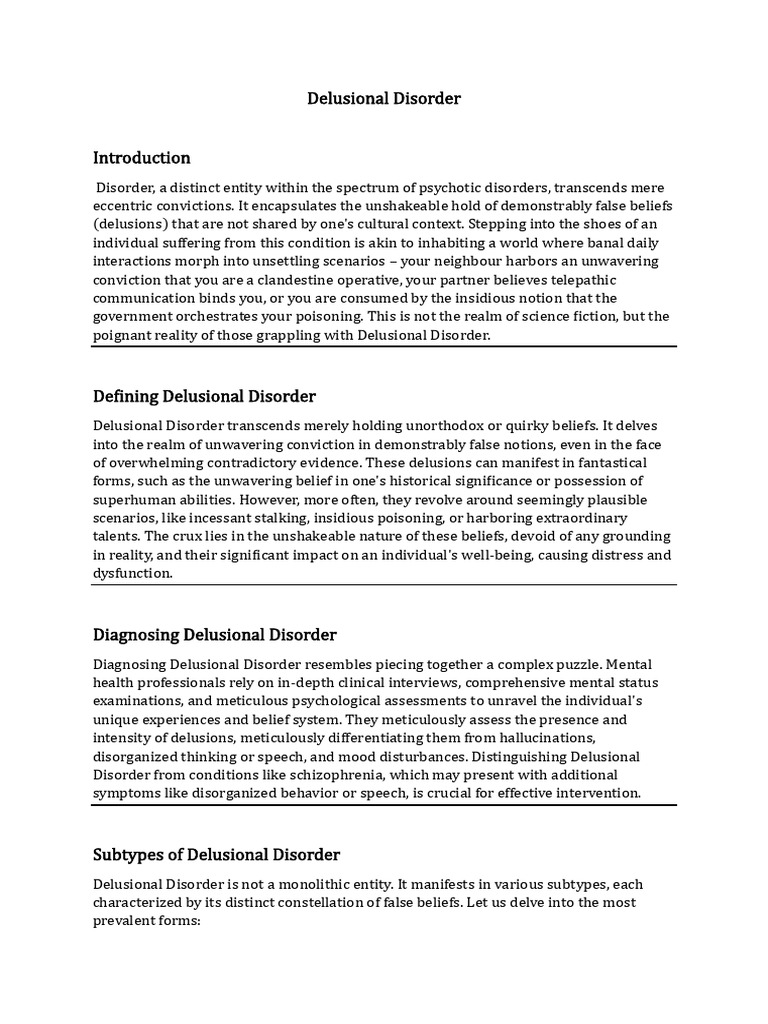 Delusional Disorder | PDF | Delusion | Mental Disorder