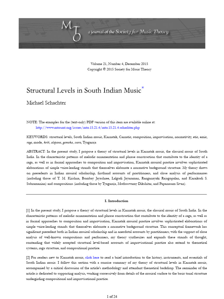 Structural Levels in South Indian Music | PDF | Musical Notation ...