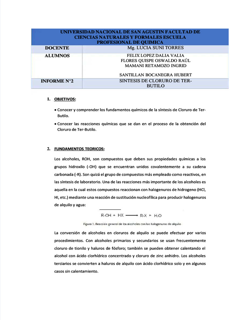 PDF Practica 2 Sintesis de Cloruro de Ter Butilo - Compress | PDF