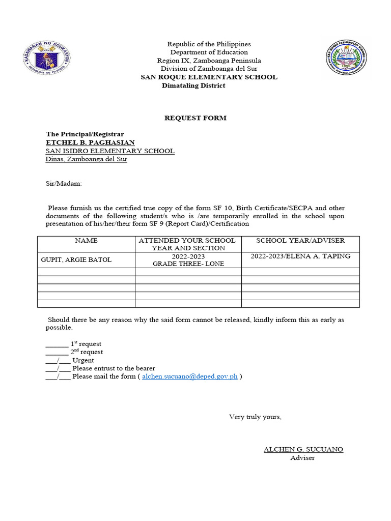 Request-Form - ARGIE GUPIT | PDF