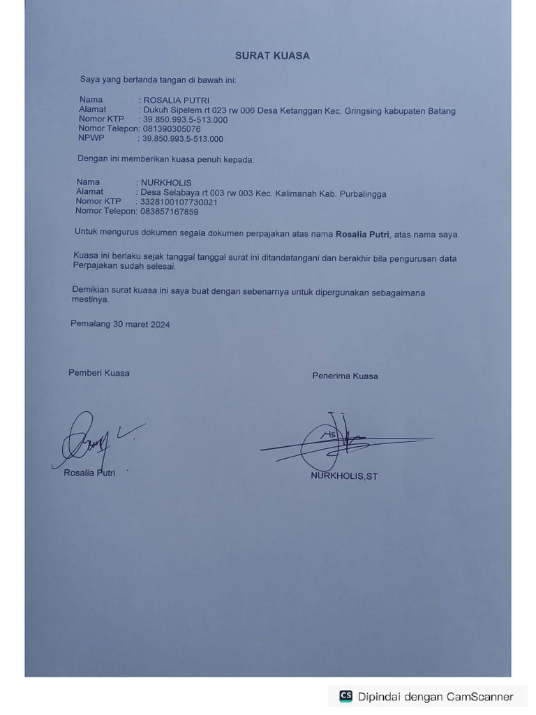 Surat Kuasa Pengurusan Pajak | PDF Surat Kuasa Pengurusan Pajak | PDF