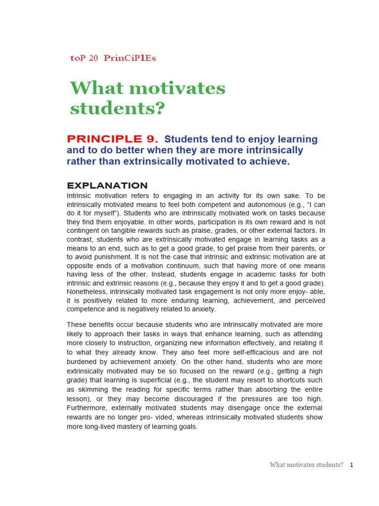 Motivating Students: Key Principles | PDF | Motivational | Motivation