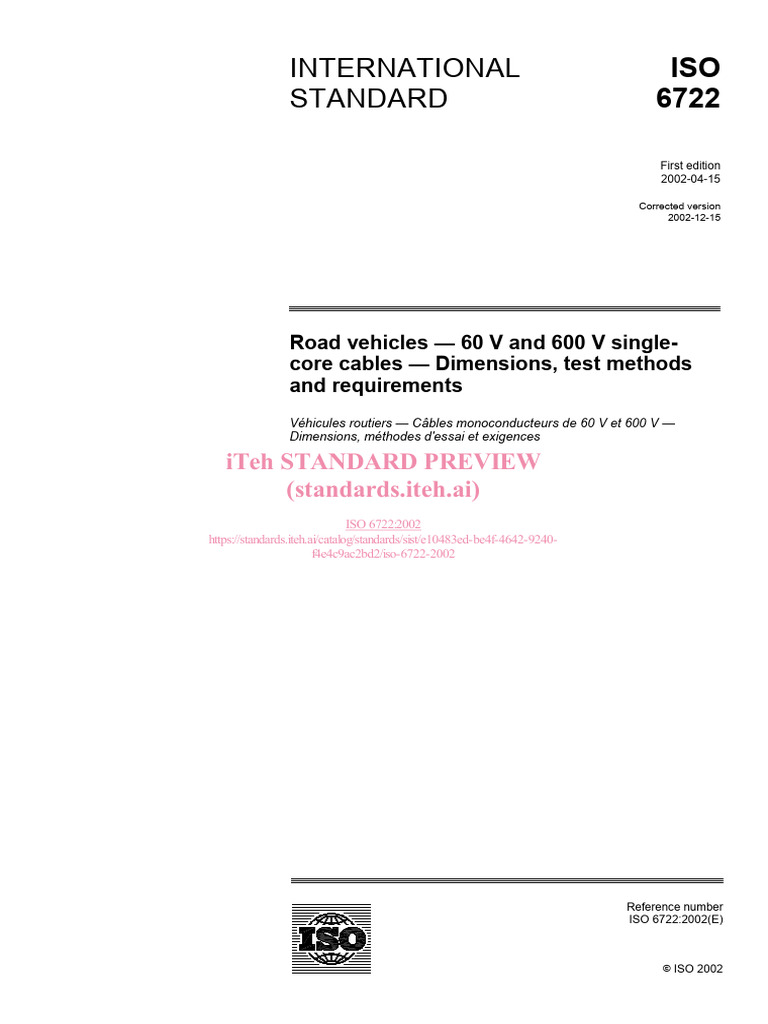 Iso 6722 2002 | PDF | International Organization For Standardization ...