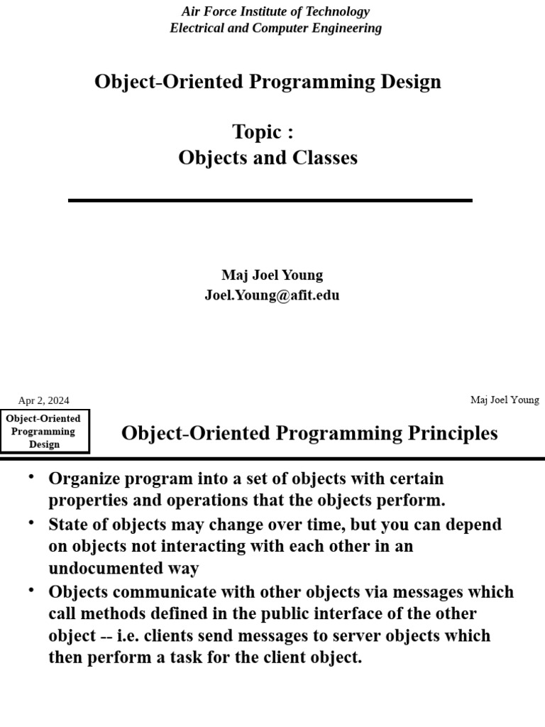T03 Objects And Classes Pdf Class Computer Programming Method Computer Programming 4279