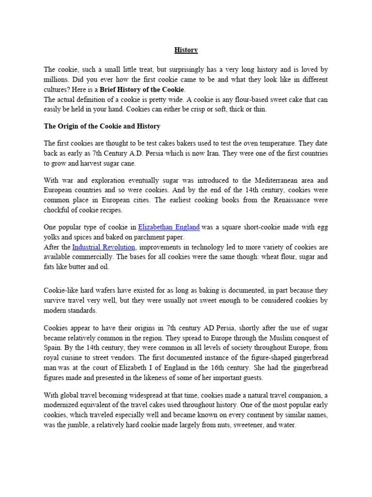 History of Cookies | PDF | Baked Goods | Snack Food