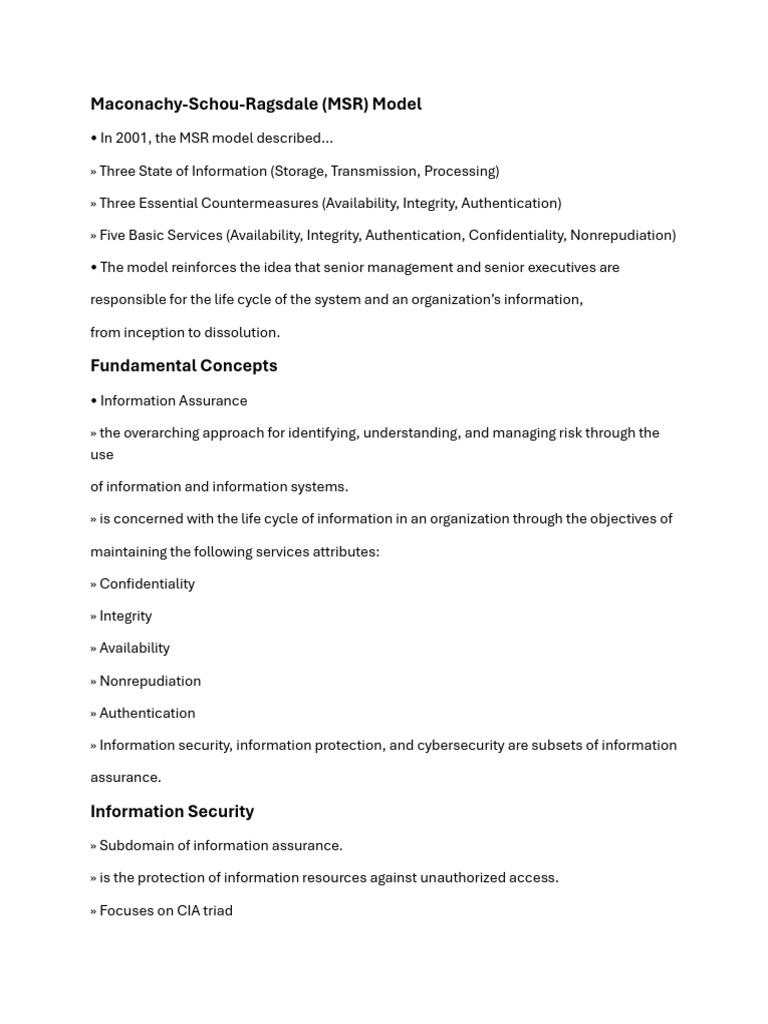 MSR Model Overview and Information Assurance | PDF