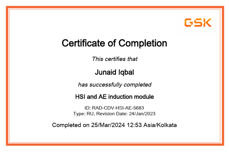 HSI Certification Completion Certificate | PDF
