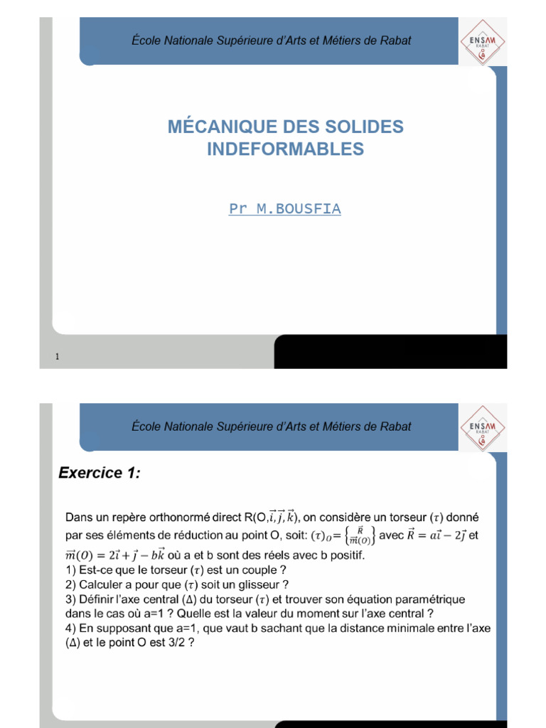Exercices de Cinématique des Solides | PDF | Cinématique | Mécanique