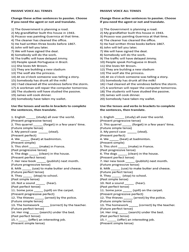 Passive Voice All Tenses | PDF | Grammatical Tense | Perfect (Grammar)