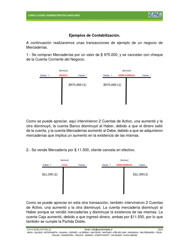 Tema 42.2 Ejemplo de Contabilización | PDF | Contabilidad | Bancos