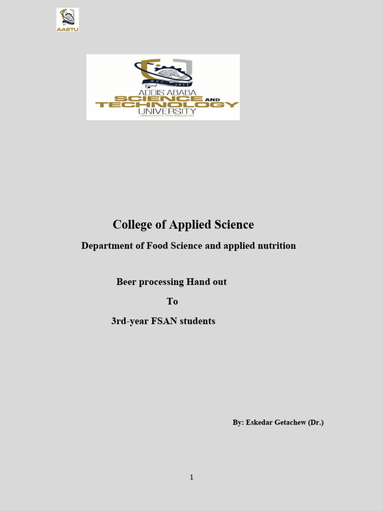 Beer Processing Handout 1 | PDF | Brewing | Hops
