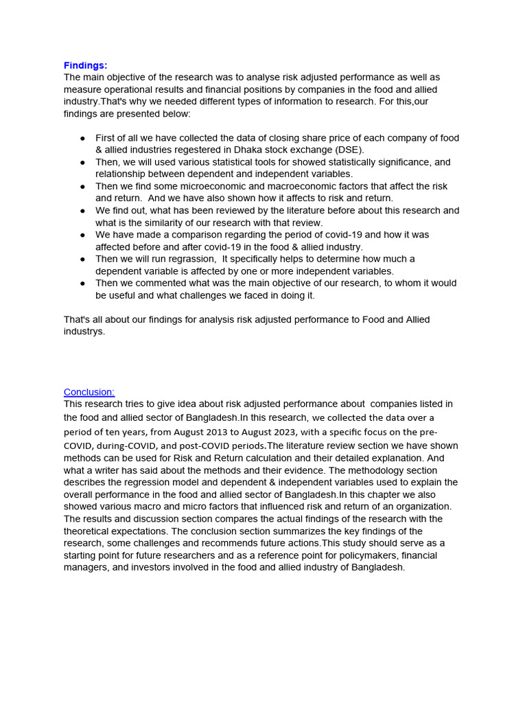 Findings and Conclusion Part | Download Free PDF | Risk | Macroeconomics