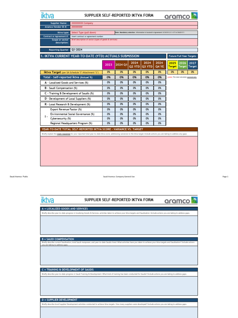 2024 Saudi Aramco Supplier Quarterly Self-Reported Iktva Form | PDF ...