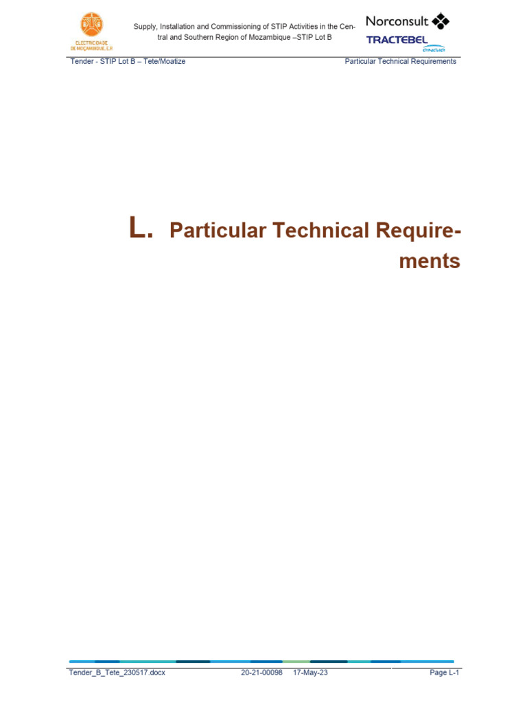 L. Particular Technical Requirements | PDF | Electrical Substation ...